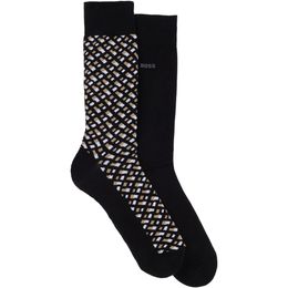 Socken BOSS "2P RS Monogram CC", Damen, Gr. 43-46, schwarz (schwarz 001), Baumwollmischung, elastisch, Socken Socken, mit Logo