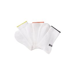Businesssocken BOSS "3PQS Rib Logo Bam", Herren, Gr. 43-46, wei&szlig;, Baumwolle, unifarben mit Farbeinsatz, elastisch, Socken, mit Kontraststreifen