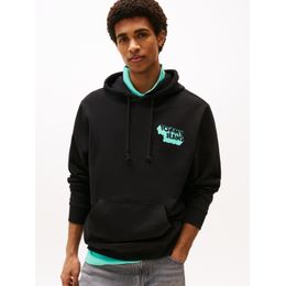 Kapuzensweatshirt Tommy Jeans "TJM STACK BACK LOGO HOODIE EXT", Herren, Gr. 4XL, schwarz, Sweatware, Obermaterial: 100% Baumwolle, unifarben, regular fit normal, Rundhals, eingesetzt B&uuml;ndchen, Sweatshirts, Mit Rundhalsausschnitt