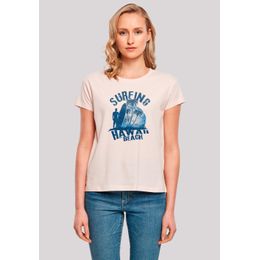 T-Shirt F4NT4STIC "Hawaii Surf Beach Summer", Damen, Gr. L, pink, Obermaterial: 100% Baumwolle, oversize, Rundhals, ohne B&uuml;ndchen, Shirts T-Shirt, Premium Qualit&auml;t