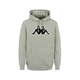 Kappa Herren Troyer "Kappa Hoodie Logo Airiti"md grau meliert, schwarz, Gr. S, Obermaterial: 80% Baumwolle, 20% Polyester, Pullover