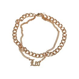 Fu&szlig;kette Urban Classics "Urban Classics Unisex Zodiac Golden Anklet" Gr. L, leo, Fu&szlig;ketten, Damen, L/XL, Edelstahl Metall, Edelstahl, Metall