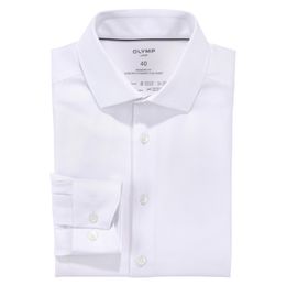 Businesshemd OLYMP "Luxor 24/Seven modern fit", Herren, Gr. 45, N-Gr, wei&szlig;, Web, Obermaterial: 64% Baumwolle, 27% Polyester, 9% Elasthan, Hemden, Comfort Stretch