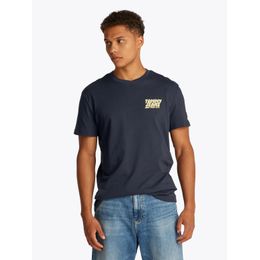 Kurzarmshirt Tommy Jeans "TJM REG BUBBLE BACK SS TEE EXT", Herren, Gr. L, blau (schwarz night navy), Single Jersey, Obermaterial: 100% Baumwolle, bedruckt, unifarben, regular fit normal, Rundhals, eingesetzt abgesteppte Kante, Shirts, Mit Rundhalsausschnitt