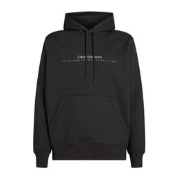 Kapuzensweatshirt "PLUS MINIMAL LOGO HOODIE", Herren, Gr. XXL (56), schwarz (ck schwarz), Sweatware, Obermaterial: 55% Baumwolle, 45% Polyester, Calvin Klein Jeans Plus, unifarben, regular fit, Bündchen, Sweatshirts, in großen Größen