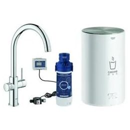 Grohe Red Duo Einhand-Sp&uuml;ltischbatterie Set, Ausladung 224mm, C-Auslauf, mit Grohe Red Boiler Gr&ouml;&szlig;e M, 30083001, Farbe: Chrom