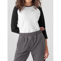 4F Longsleeve in Wei&szlig;/ Schwarz - 35% | Gr&ouml;&szlig;e L | Damen-tops