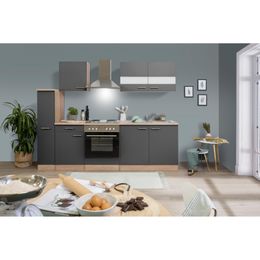 respekta K&uuml;chenzeile 'Merle' mit E-Ger&auml;ten KB240ESG grau/eichefarben 240 cm