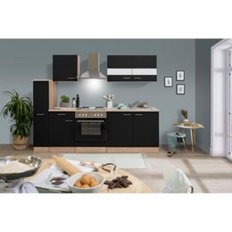 respekta K&uuml;chenzeile 'Merle' mit E-Ger&auml;ten KB240ESS schwarz/eichefarben 240 cm
