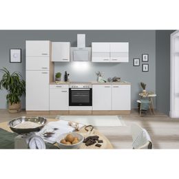 respekta K&uuml;chenzeile 'Merle' mit E-Ger&auml;ten KB270ESWCGKE wei&szlig;/eichefarben 270 cm