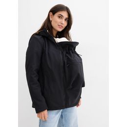 bonprix 6-in-1 Umstands-Tragejacke mit herausnehmbarer Fleecejacke, schwarz, Gr.38, Multifunktionale Umstandsjacke f&uuml;r die Schwangerschaft und danach