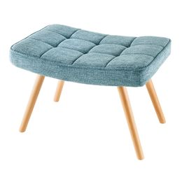 Riess Ambiente riess-ambiente Hocker SCANDINAVIA - modern blau Strukturstoff Massivholz-Beine Fu&szlig;hocker