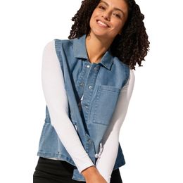 WITT Damen Jeansweste mit Kordelg&uuml;rtel, blue-bleached, Gr&ouml;&szlig;e 40