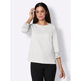 CREATION L PREMIUM Wit Damen 3/4-Arm-Shirt in glänzender Jersey-Qualität, ecru, Größe 38