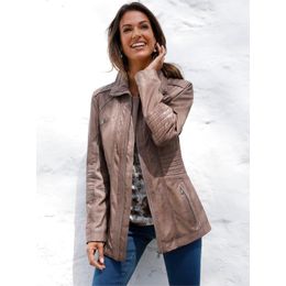 WITT Damen Lederjacke mit Reißverschluss-Innentasche, taupe, Größe 36