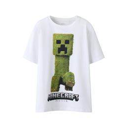 name it T-Shirt 'NKMNORAN MINECRAFT' Jungen Gr&ouml;&szlig;e 134/140 grau / gr&uuml;n / schwarz / wei&szlig;