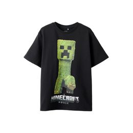 name it T-Shirt 'NKMNORAN MINECRAFT' Jungen Gr&ouml;&szlig;e 122/128 grau / gr&uuml;n / schwarz / wei&szlig;