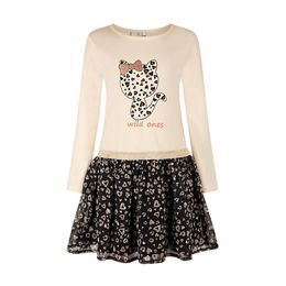 happy girls Kleid M&auml;dchen Gr&ouml;&szlig;e 128 beige / braun / schwarz