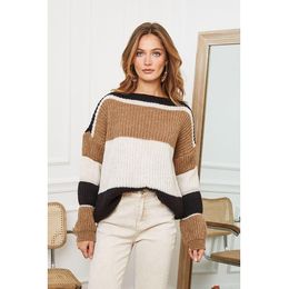 Jos&eacute;fine Pullover "Calzoni" in Camel/ Beige/ Schwarz - 61% | Gr&ouml;&szlig;e M | Damen-pullover-cardigans