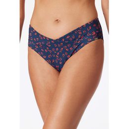 Schiesser Bikini-Hose in Dunkelblau/ Rot - 52% | Größe L | Damen-bademode
