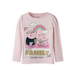 name it Shirt 'NMFNORA PEPPA' M&auml;dchen Gr&ouml;&szlig;e 98 gold / pink / rosa / schwarz