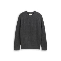 Tom Tailor Denim Herren Strickpullover mit Rundhalsausschnitt, grau, Meliert, Gr. M