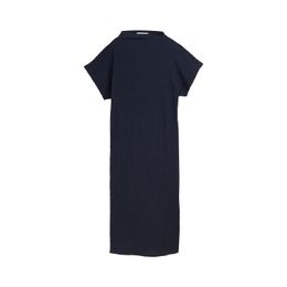 Tom Tailor Denim Damen Midi-Kleid mit Stehkragen, blau, Uni, Gr. S