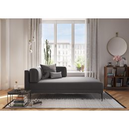 Recamiere Home Affaire "Bihult", grau (anthrazit), B:210cm H:89cm T:104cm, Samtoptik (100% Polyester);Struktur fein (100% Polyester);Samtcord (92% Polyester, 8% Polyamid), Sofas, Recamiere, Armlehne links oder rechts bestellbar