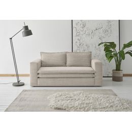 2-Sitzer Home Affaire "PIAGGE", beige (hellbeige), B:180cm H:83cm T:91cm, Sofas, Hochwertiger Cord mit weicher Velours-Struktur