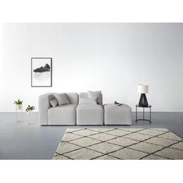3-Sitzer Home Affaire "Sundstrup", grau (hellgrau), B:233cm H:76,5cm T:93cm, 93% Polyester, 6% Acryl, 1% Baumwolle, Sofas, Modulserie, individuelle Zusammenstellung