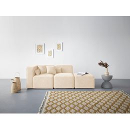 3-Sitzer Home Affaire "Sundstrup", beige, B:233cm H:76,5cm T:93cm, 100% Polyester, Sofas, Modulserie, individuelle Zusammenstellung