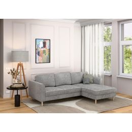Ecksofa Home Affaire, B:232cm H:83cm T:161cmbetongrau, 92% Polyester, 8% Polyamid, Wohnzimmer, Sofas, "Booster, whlw. mit Schlaffunktion &