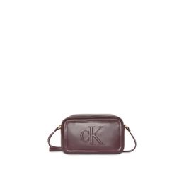 Mini Bag Calvin Klein "BOLD CK CAMERA BAG", Damen, Gr. B/H/T: 48cm x 28cm x 17cm, braun (fudge), Lederimitat, unifarben, Taschen, kleine Damen-Umhängetasche, Schultertasche, Kamerabag mit CK-Logo