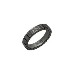 Fingerring Diesel "Schmuck Geschenk Edelstahl Diesel FONT" Gr. 20, grau (anthrazit), Fingerringe, Damen, 20, Edelstahl, 5mm