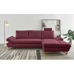 Schlafsofa Home Affaire "City/Giron", rot (bordeaux), B:284cm H:104cm T:166cm, 100% PES;Atmungsaktives Gewebe;Easy Clean ;Gramatur 340g/ qm +/- 5%, Sofas, Schlafsofa, komfortable Bettfunktion (Liegefl&auml;che 245 x 138 cm), sowie Bettkasten