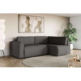 Ecksofa OTTO HOME "Zacharia wahlweise Schlafsofa mit Bettkasten, B/T/H 250/166/86 cm", grau (anthrazit), B:250cm H:86cm T:166cm, 100% Polyester, Sofas, Ecksofa, L-Form mit Wellenunterfederung, Ottomane rechts oder links bestellbar