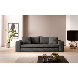 3-Sitzer Home Affaire "SLEETLAND XXL in Samtvelours oder Vintage-Leder-Optik", grau (dunkelgrau), B:270cm H:72cm T:113cm, Sofas, besonders gro&szlig; und bequem