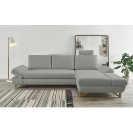 Schlafsofa Home Affaire "City/Giron", grau (hellgrau), B:284cm H:104cm T:166cm, 100% PES;Atmungsaktives Gewebe;Easy Clean ;Gramatur 340g/ qm +/- 5%, Sofas, Schlafsofa, komfortable Bettfunktion (Liegefl&auml;che 245 x 138 cm), sowie Bettkasten