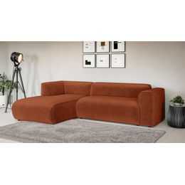 Ecksofa Home Affaire "MERID L-Form (257 cm), zeitlos & stilvolles Design", orange (terra), B:257cm H:78cm T:161cm, 100% Polyester, Sofas, Ecksofa, Aufwendig gepolstert, in Cord, Chenille und Struktur