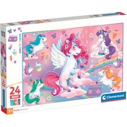 Puzzle Clementoni "Maxi, Noli, Fröhliche Einhörner Supercolor", bunt, Puzzles, Jungen, Made in Europe