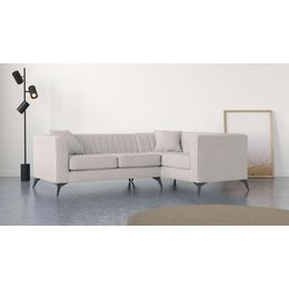 Ecksofa Home Affaire "MATTHEW L-Form ideal f&uuml;r kleine R&auml;ume, Ma&szlig;e B/T/H: 240/167/74 cm", beige (hellbeige), B:240cm H:74cm T:167cm, 100% Polyester, Sofas, Ecksofa, elegantes Designsofa, Steppung im R&uuml;cken, incl. Zierkissen
