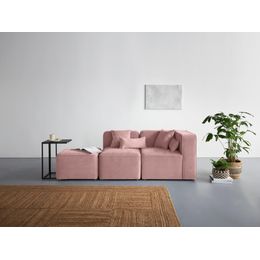 3-Sitzer Home Affaire "Sundstrup", rosa, B:233cm H:76,5cm T:93cm, 100% Polyester, Sofas, Modulserie, individuelle Zusammenstellung