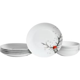 Tafelservice Creatable "Luna Hirsch", weiß, 12 Stk., Porzellan, Geschirr-Sets, Tafelservice, winterliches Hirsch-Motiv