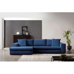 Ecksofa Home Affaire "SLEETLAND XXL in Samtvelours oder Vintage-Leder-Optik, L-Form", blau (navy blau), B:325cm H:72cm T:167cm, Sofas, Ecksofa, besonders gro&szlig; und bequem