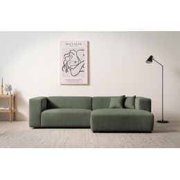 Ecksofa Home Affaire "BAKELS, L-Form in Cord oder Boucle-Stoff, moderne Couch", gr&uuml;n, B:267cm H:66cm T:163cm, Sofas, Ecksofa, wahlweise Recamiere rechts/links, bequemer Sitzkomfort