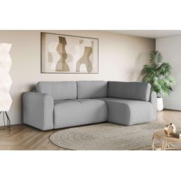 Ecksofa OTTO HOME "Zacharia wahlweise Schlafsofa mit Bettkasten, B/T/H 250/166/86 cm", grau, B:250cm H:86cm T:166cm, 100% Polyester, Sofas, Ecksofa, L-Form mit Wellenunterfederung, Ottomane rechts oder links bestellbar