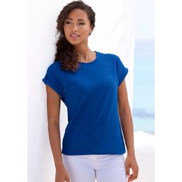 Vivance T-Shirt 'mit modischer Struktur' blau Gr. 36/38 f&uuml;r Damen. Mit Rundhals. Bequem. Nachhaltig.