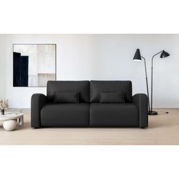 3-Sitzer OTTO HOME "JIGGS wahlweise Schlafsofa mit Bettkasten, Ma&szlig;e B/H/T: 228/96/110 cm", schwarz, B:228cm H:96cm T:110cm, 100% Polyester, Sofas, Sofa mit Wellenunterfederung, enth&auml;lt 2 R&uuml;ckenkissen und 2 Zierkissen