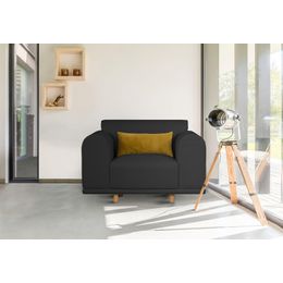 Loveseat OTTO HOME "Maroon Sessel", schwarz, B:125cm H:82cm T:96cm, 89% Polyester/9% Rayon/3% Nylon, Sessel, in skandinavischem Design, mit losem Kissen