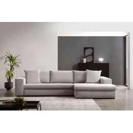 Ecksofa Home Affaire "SLEETLAND XXL in Samtvelours oder Vintage-Leder-Optik, L-Form", silber, B:325cm H:72cm T:167cm, Sofas, Ecksofa, besonders gro&szlig; und bequem